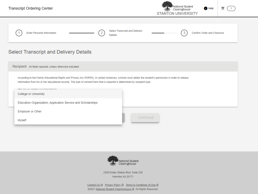 eTranscript – Stanton University