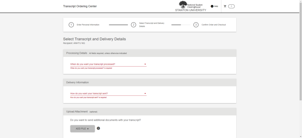 eTranscript – Stanton University